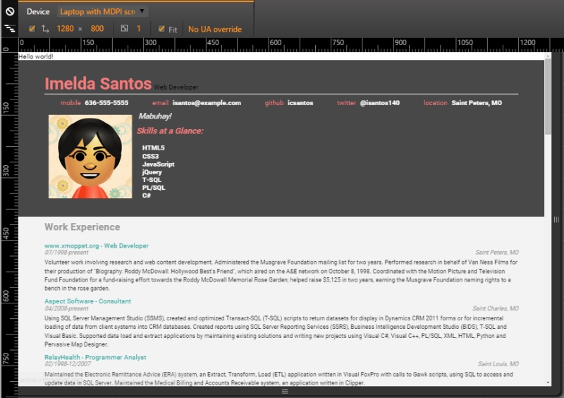 Imelda Santos GitHub Home Page